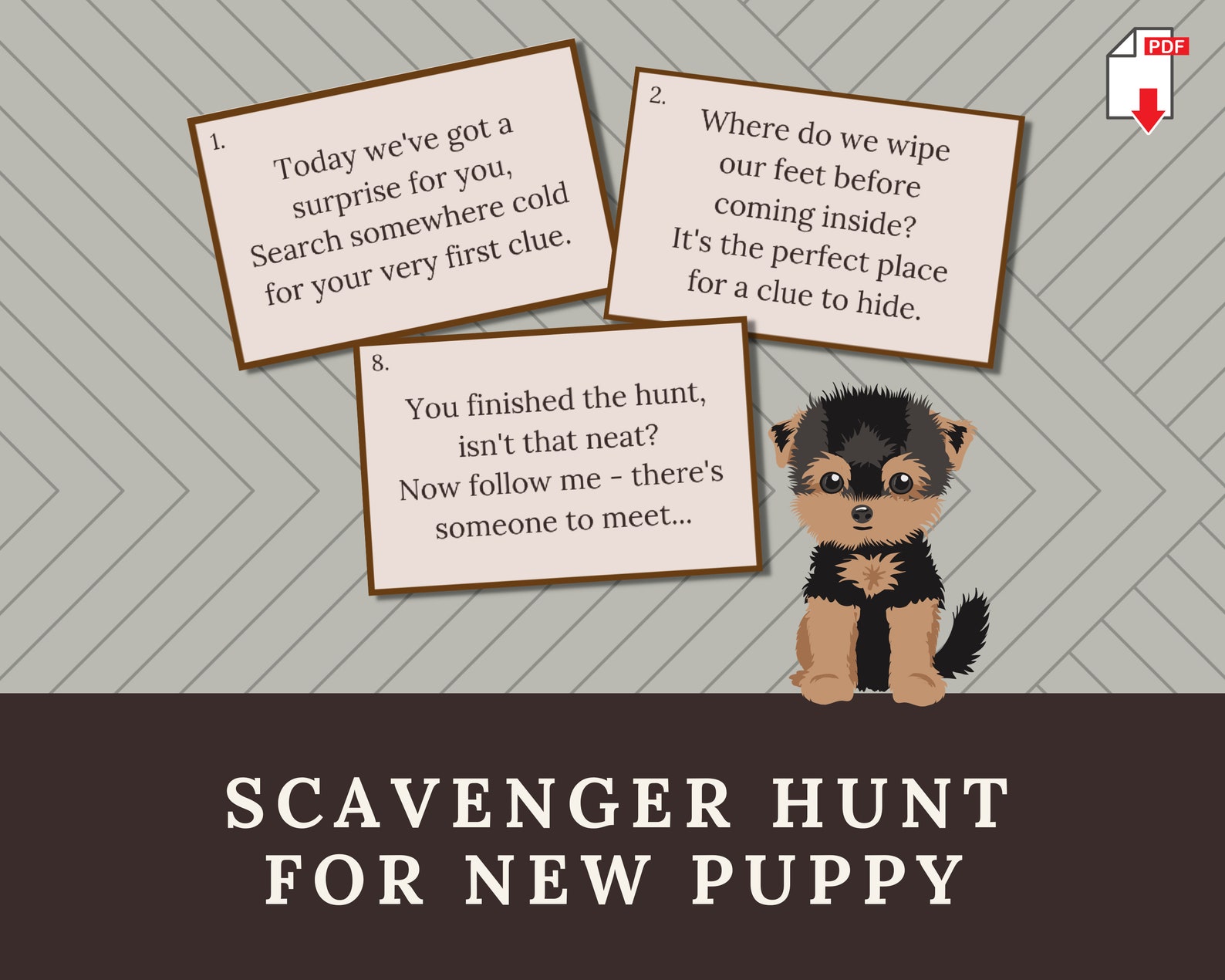 Printable New Puppy Scavenger Hunt, Treasure Hunt Clues Leading to Dog ...
