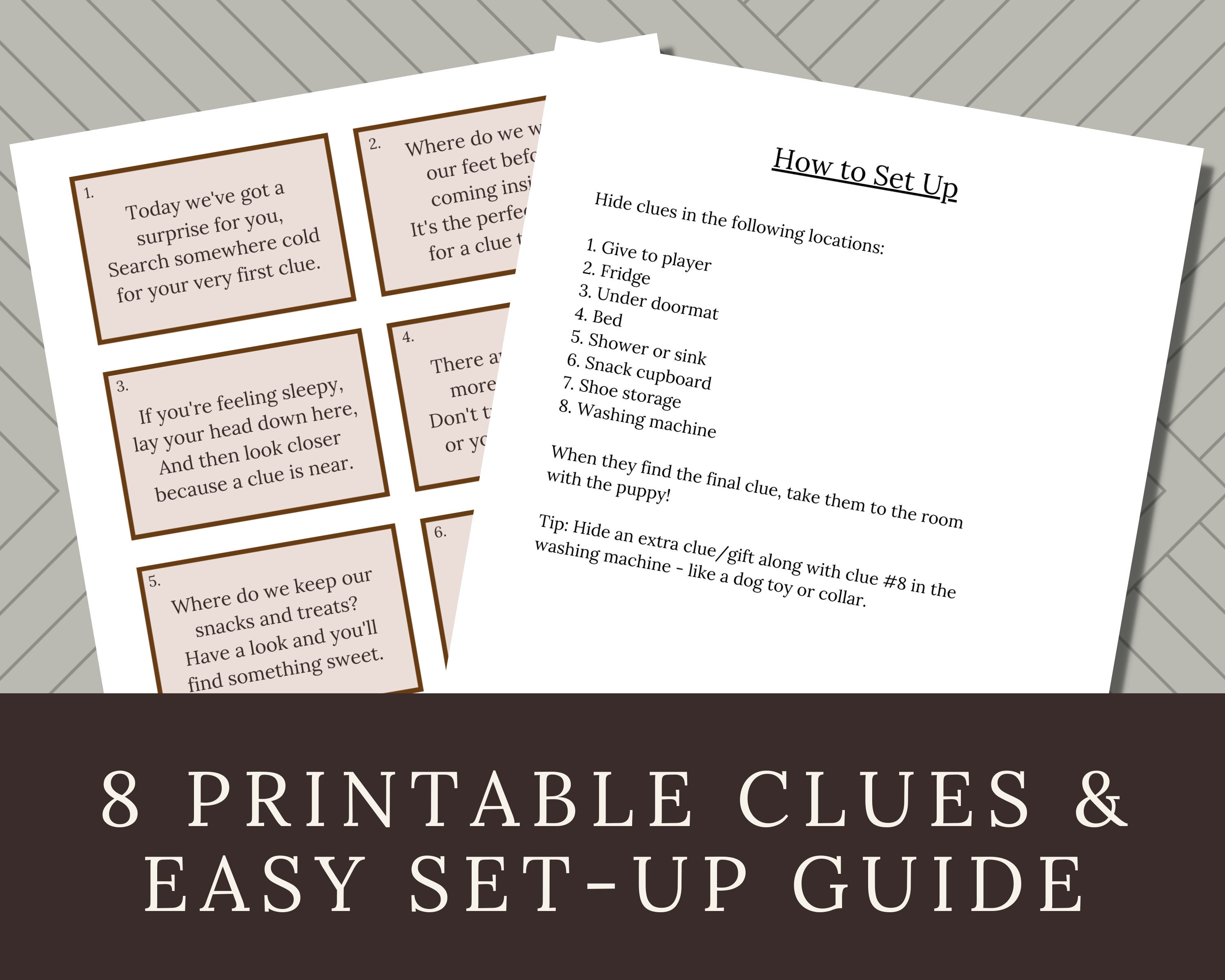 Printable New Puppy Scavenger Hunt, Treasure Hunt Clues Leading to Dog ...