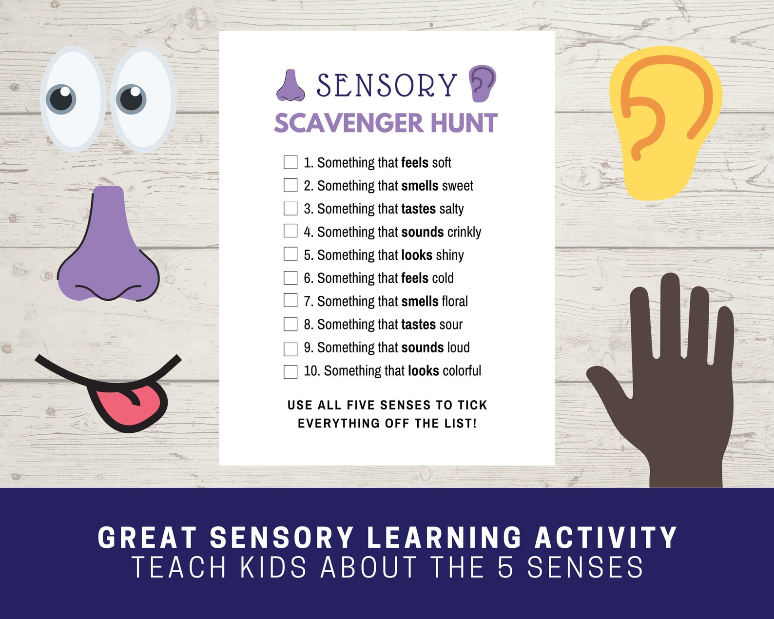 Sensory Scavenger Hunt for Kids (printable), Child and Toddler Sensory ...
