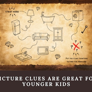Treasure Map Scavenger Hunt for Younger Kids, Printable Indoor Home ...