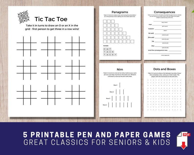 5 Printable Pen And Paper Games For Seniors And Families Road Etsy 5 Printable Pen And Paper Games For Seniors And Families Road Etsy