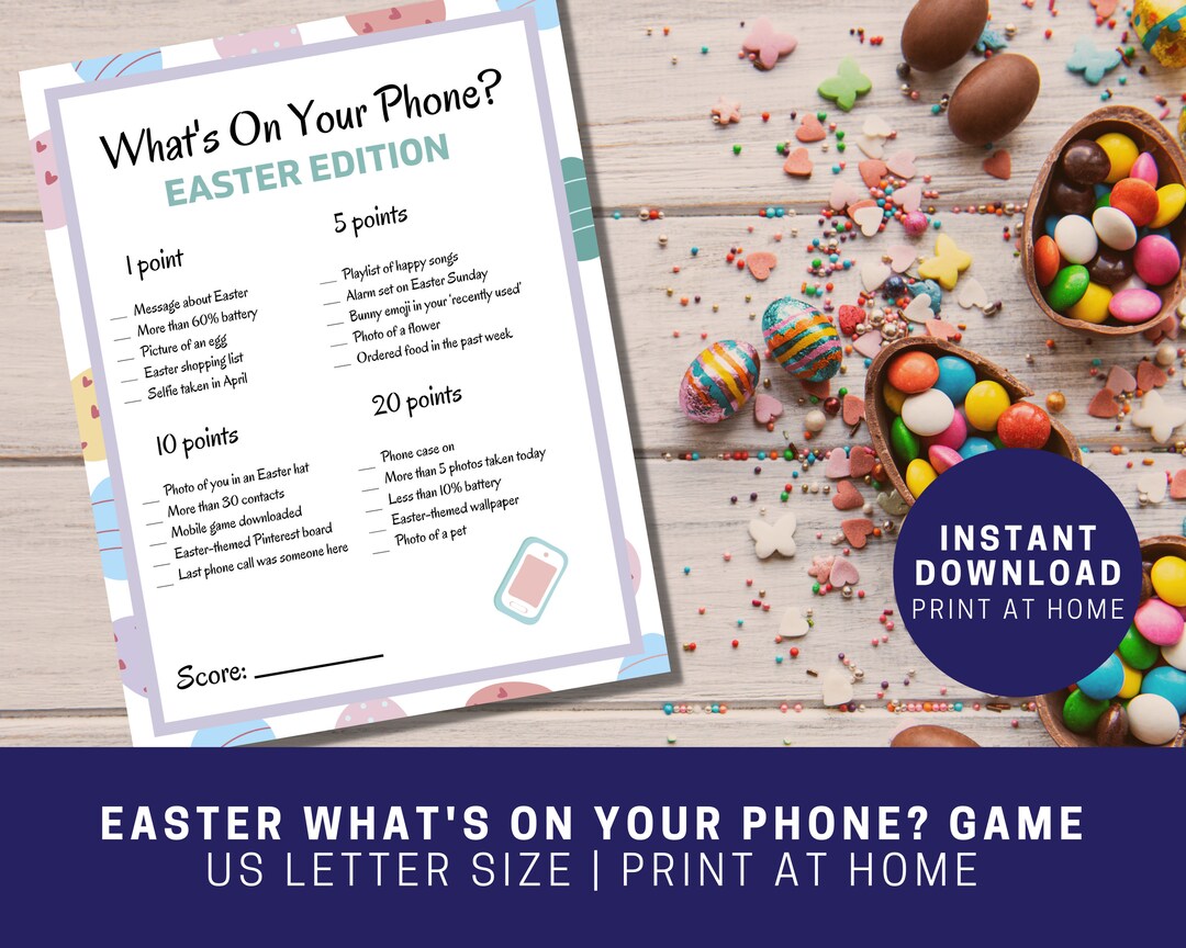 Printable What's on Your Phone Game for Easter Easter - Etsy