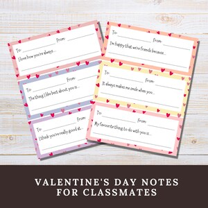 Printable Valentine's Day Notes for Kids Classmates, Valentine's Day ...
