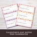 Printable Valentine's Day Notes for Kids Classmates, Valentine's Day ...