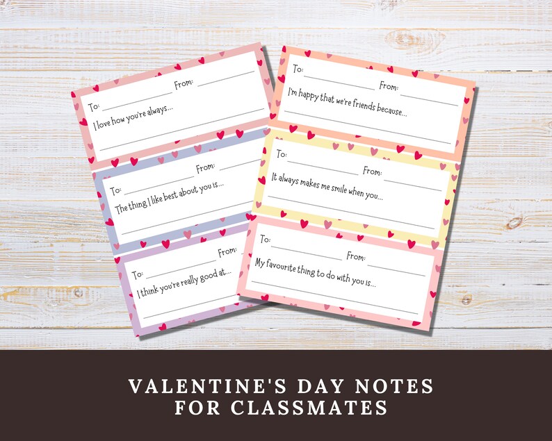 Printable Valentine's Day Notes for Kids Classmates, Valentine's Day ...