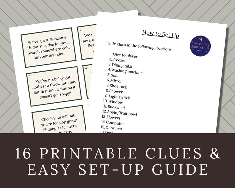 Welcome Home Gift Scavenger Hunt, Printable Treasure Hunt Clues for ...