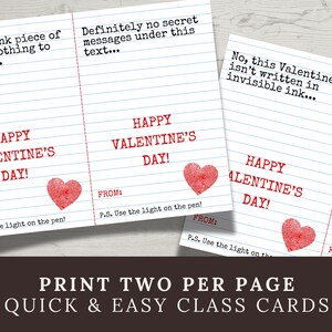 Invisible Ink Pen Valentine Cards: Secret Agent Spy Favor (printable ...