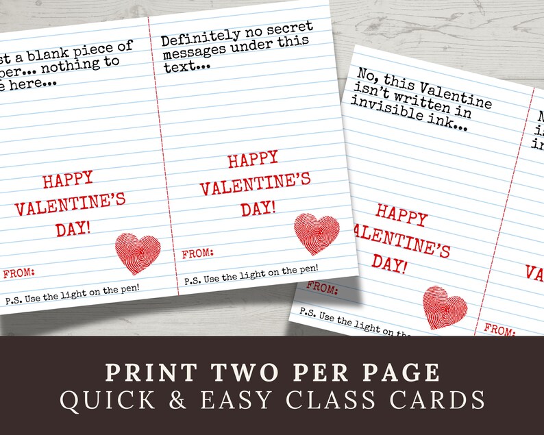 Invisible Ink Pen Valentine Cards: Secret Agent Spy Favor (printable ...