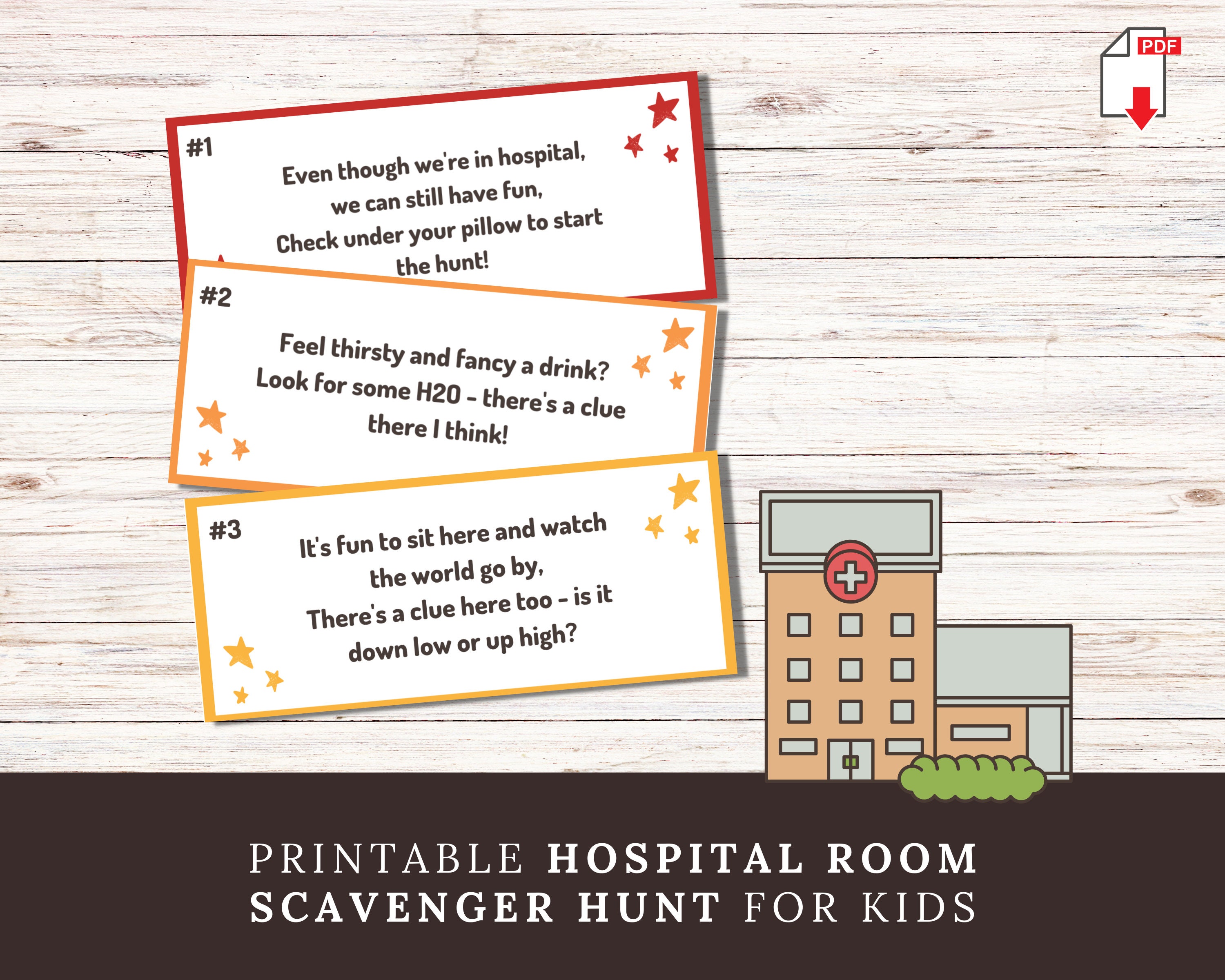 Printable Hospital Room Scavenger Hunt for Kids, Hospital Birthday ...