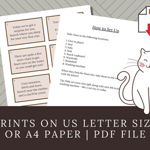 Printable New Kitten Scavenger Hunt, Treasure Hunt Clues Leading to Cat ...