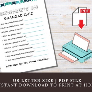 Grandparents Day Quiz: Grandma and Grandad Activity (printable PDF) - Etsy