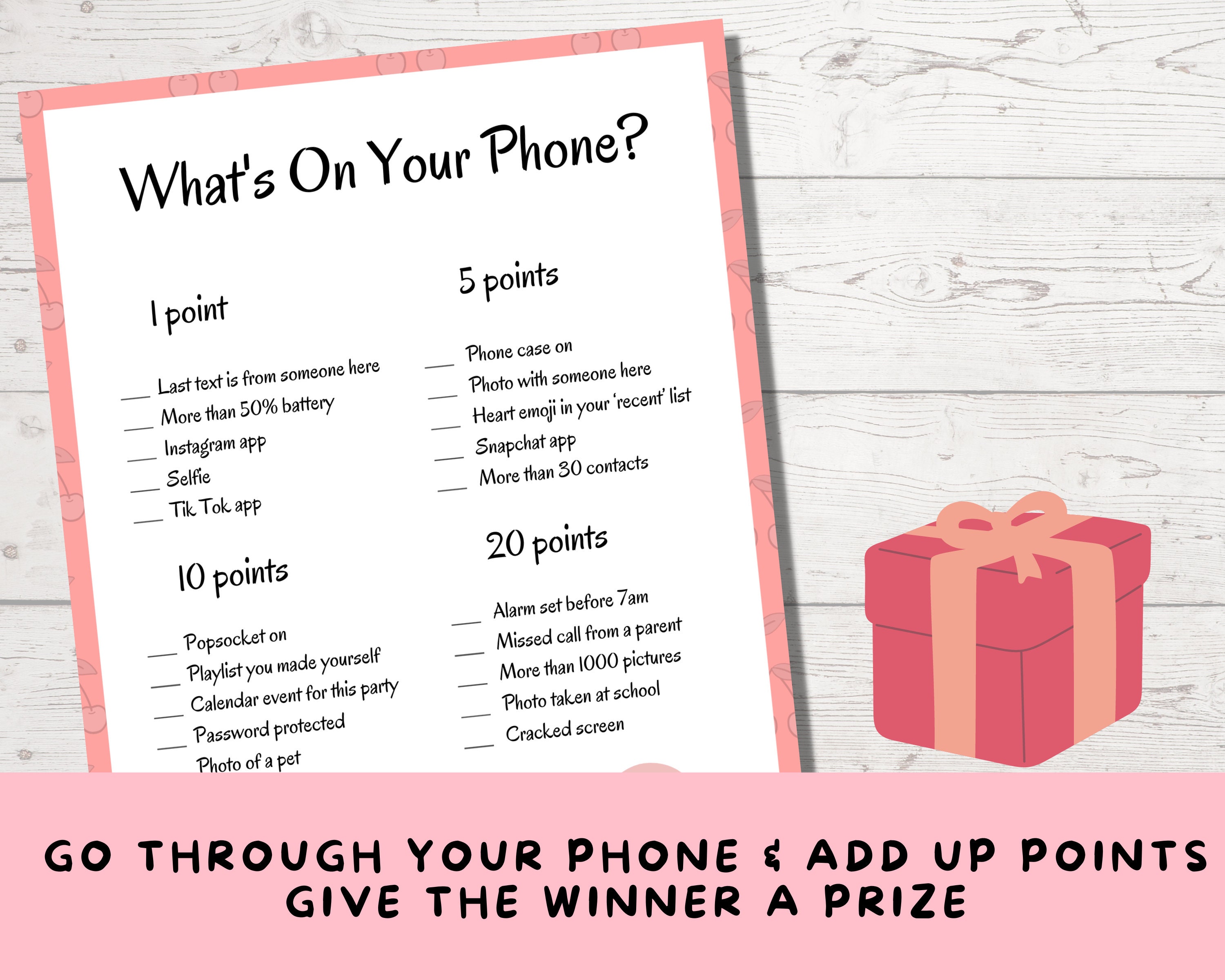 What's on Your Phone Game: Teen Sleepover Party Activity (PDF Download ...