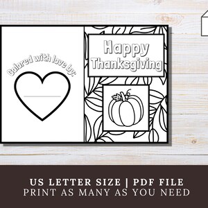 Thanksgiving Color-in Card: Kids' Craft Activity (printable PDF) - Etsy