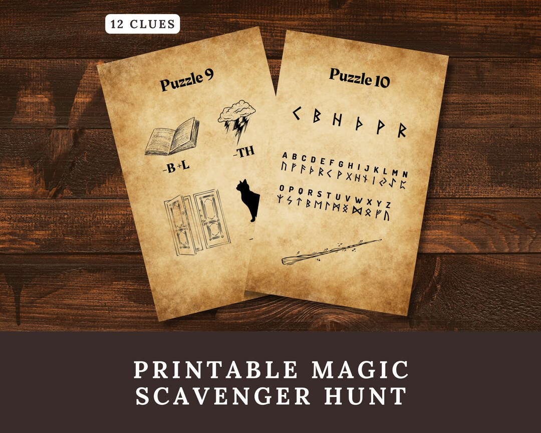 Magic Scavenger Hunt Clues, Printable Witch and Wizard Treasure Hunt ...