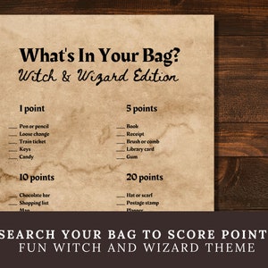 Printable Witch & Wizard Party Game, What's in Your Bag Game for ...