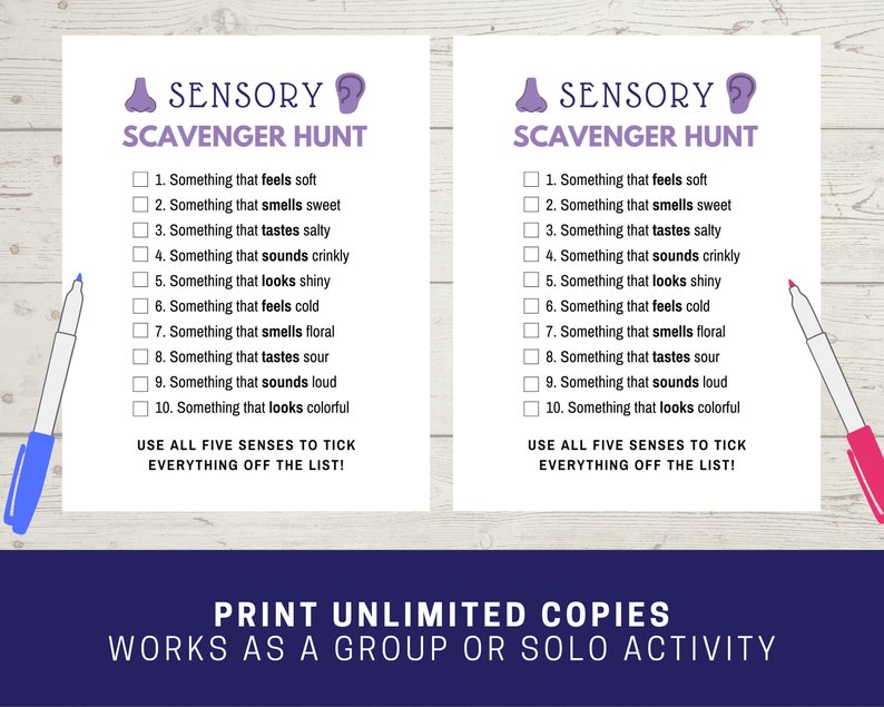 Sensory Scavenger Hunt for Kids (printable), Child and Toddler Sensory ...