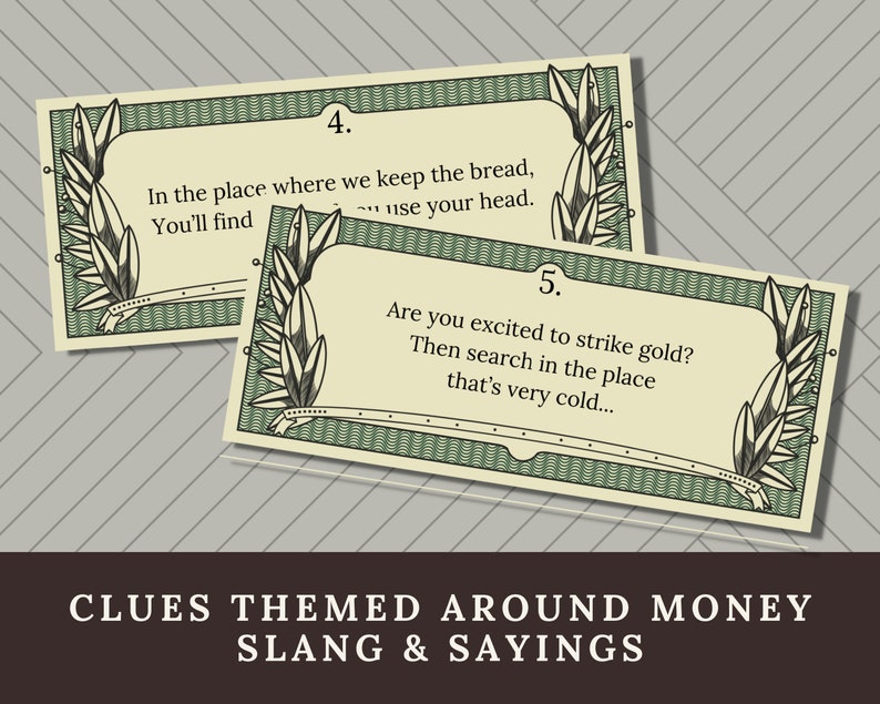 Money Scavenger Hunt Clues, Printable Birthday or Christmas Money ...