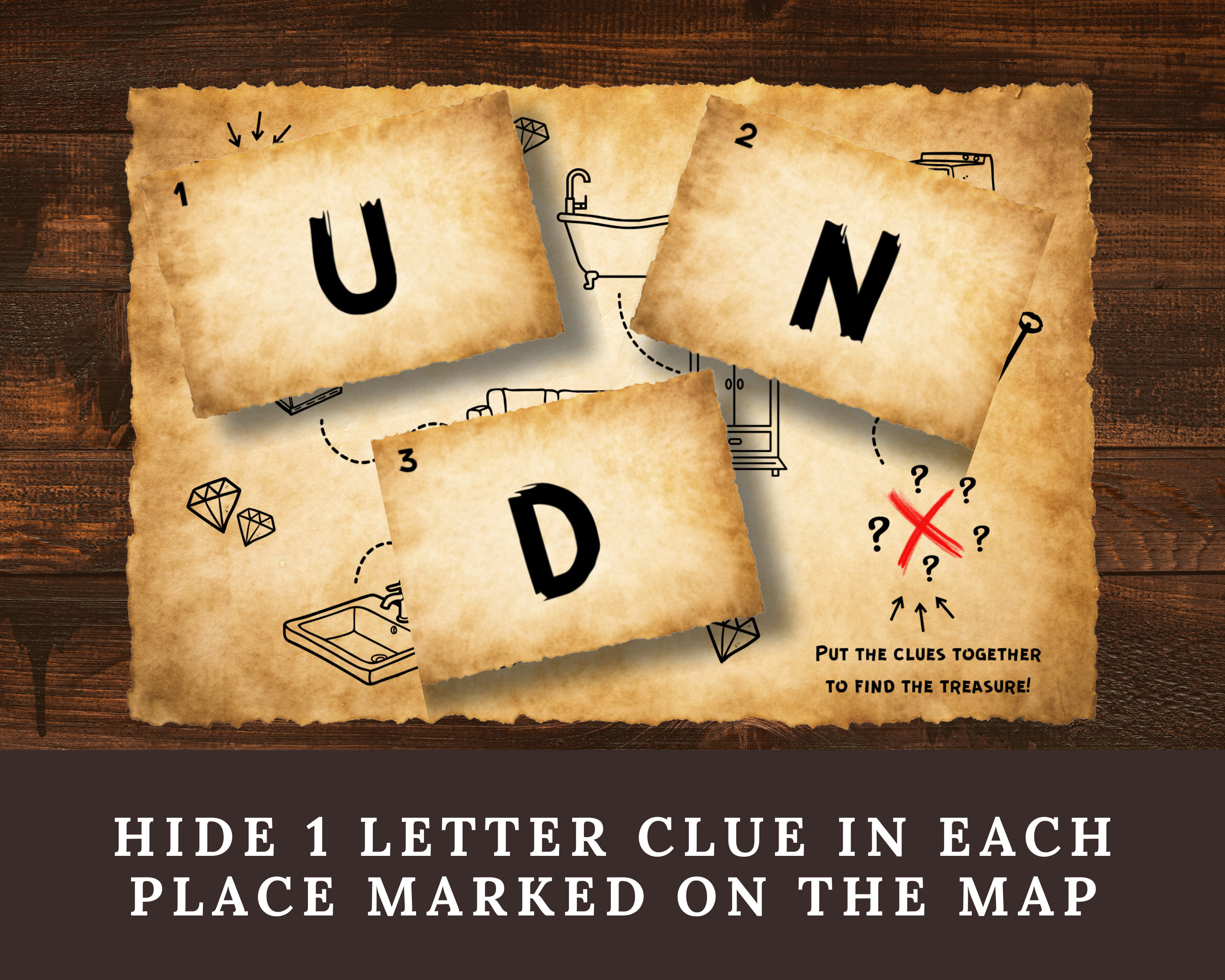 Treasure Map Scavenger Hunt for Younger Kids, Printable Indoor ...