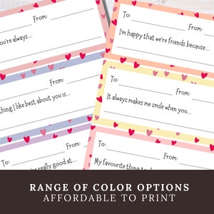 Printable Valentine's Day Notes for Kids Classmates, Valentine's Day ...