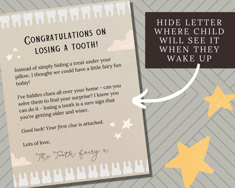 Tooth Fairy Letter & Scavenger Hunt (printable), First Tooth Fairy ...