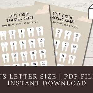 Lost Tooth Tracking Chart Printable, Tooth Fairy Color in Chart for ...