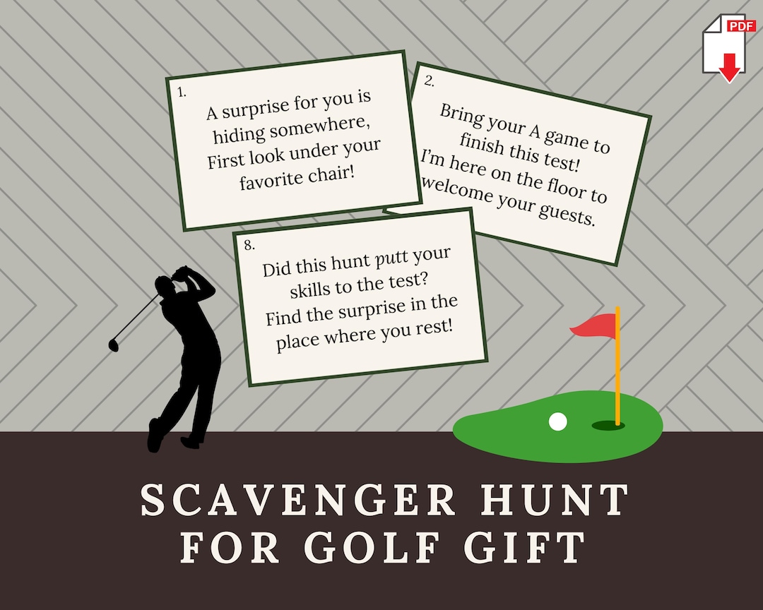 Golf Gift Scavenger Hunt: Printable Clues, Surprise Golf Tickets (PDF ...