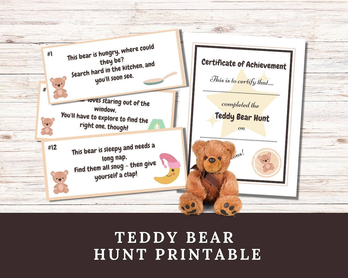 Teddy Bear Hunt Printable, Teddy Bear's Picnic Tea Party Game, Beary ...