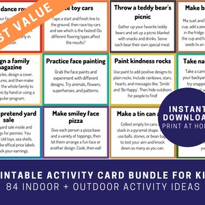 Printable Activity Card Bundle for Kids 84 Cards Indoor and - Etsy