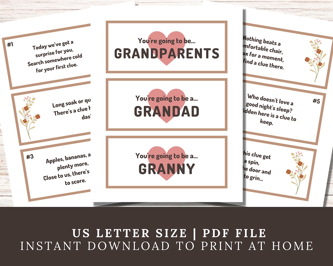 Pregnancy Reveal Scavenger Hunt for Grandparents (printable PDF) - Etsy