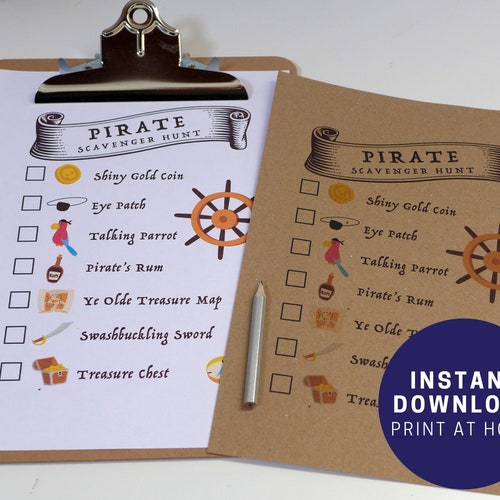 Pirate Treasure Hunt Kids Birthday Party Games Scavenger - Etsy