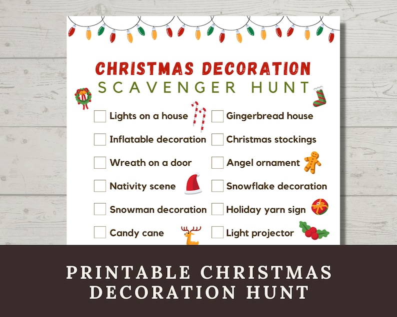 Christmas Lights Scavenger Hunt for Kids & Toddlers, Printable Outdoor ...