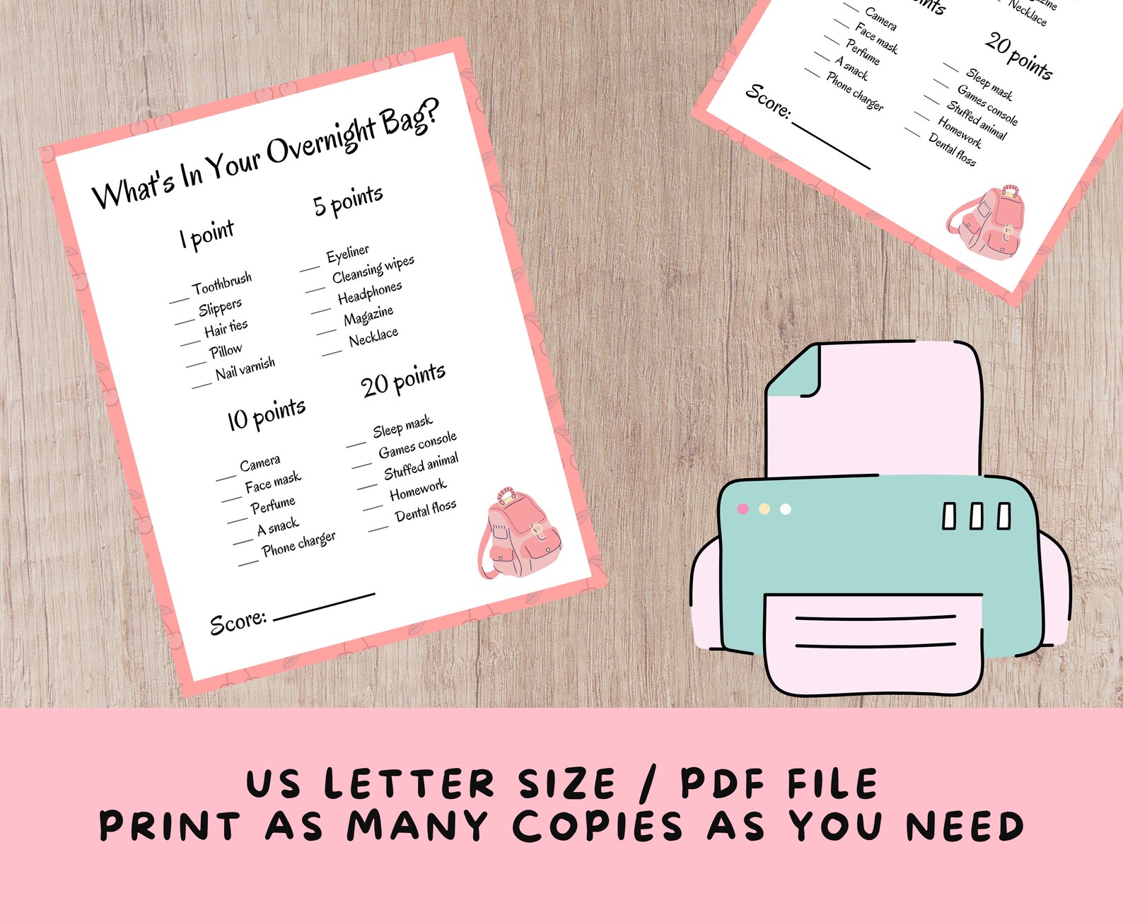 5 Printable Sleepover Games Party Games for Teenage Girls and - Etsy