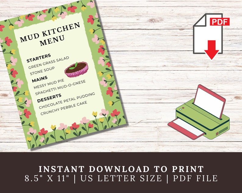 Mud Kitchen Menu & Recipe Cards: Nature Pretend Play (PDF Download) - Etsy
