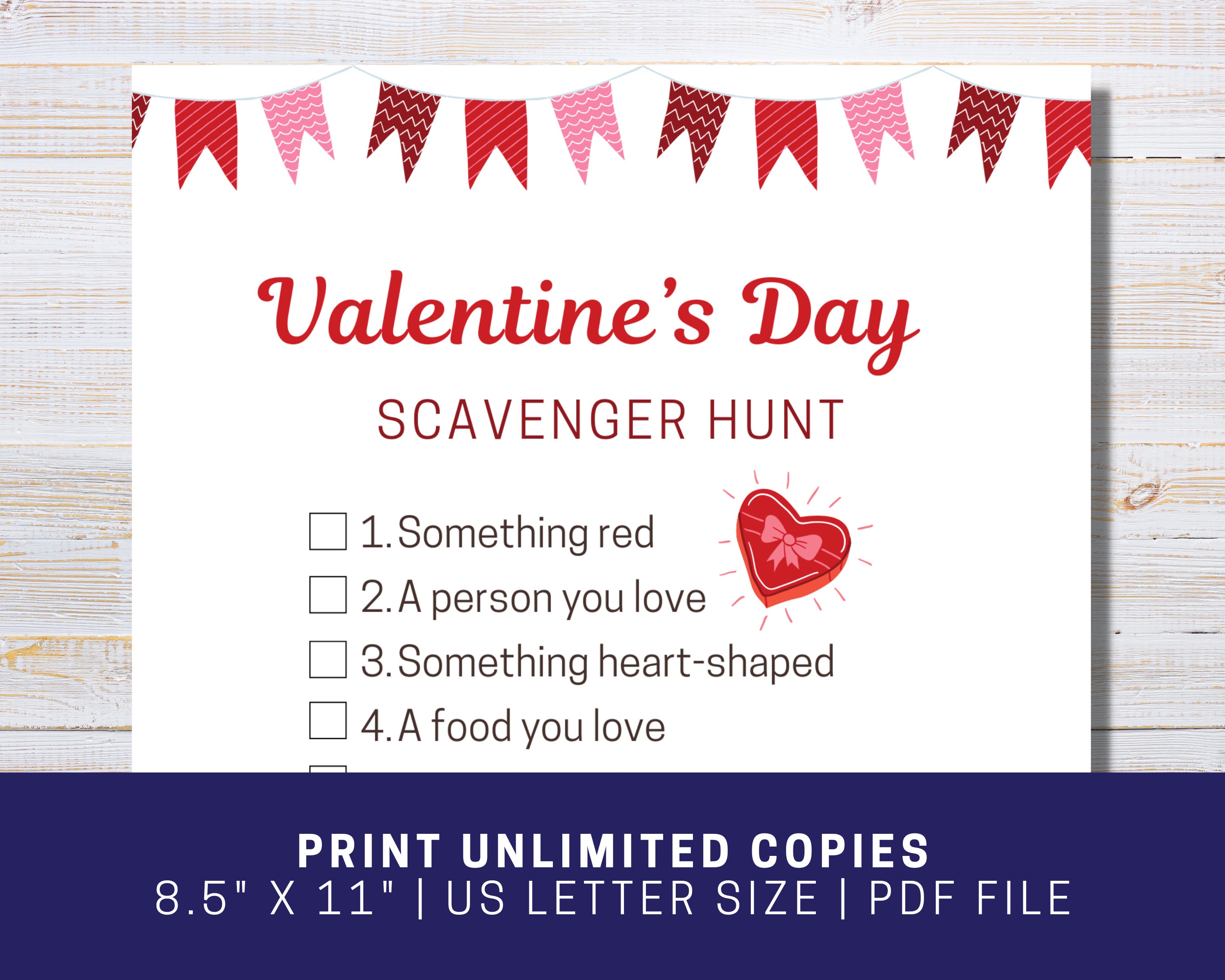 Valentine's Day Scavenger Hunt for Kids, Printable Valentine's Activity ...