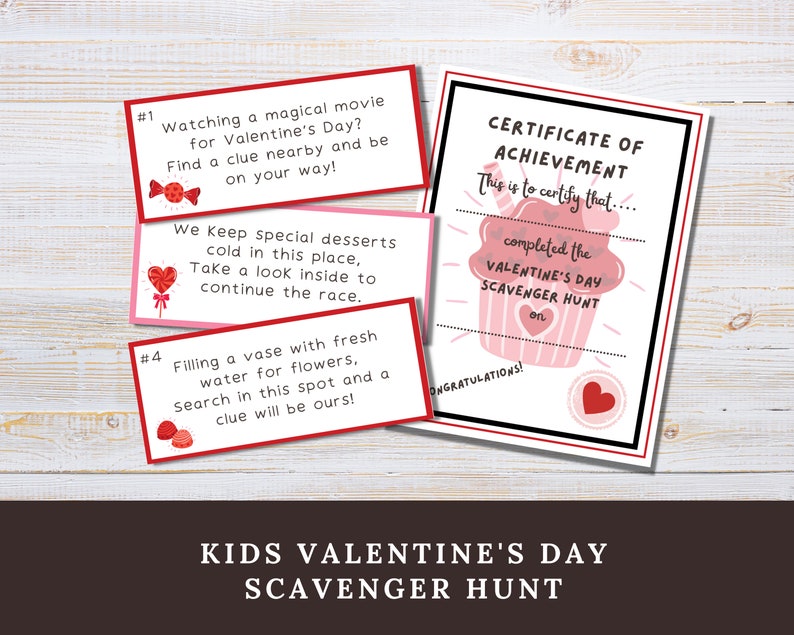 Valentine's Day Scavenger Hunt Clues for Kids, Printable Rhyming ...
