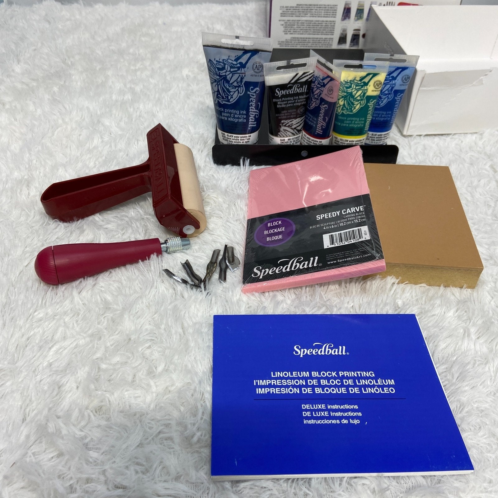 Speedball Deluxe Block Printing Kit, 15 Pieces Stamp Kit (with Extras ...