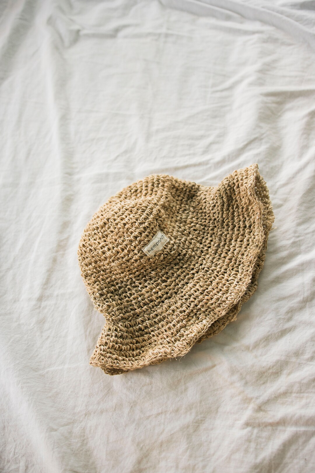 Eco-friendly Knitted Hemp Hat, Unisex Natural Hemp Bucket Hat, Boho Sun ...