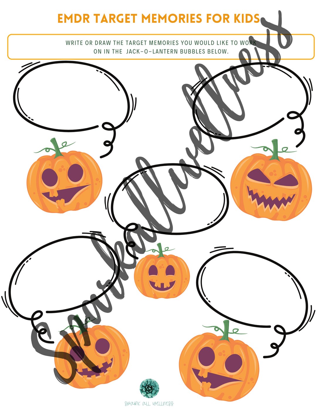 Jack-o-lantern Theme EMDR Worksheet Bundle - Etsy
