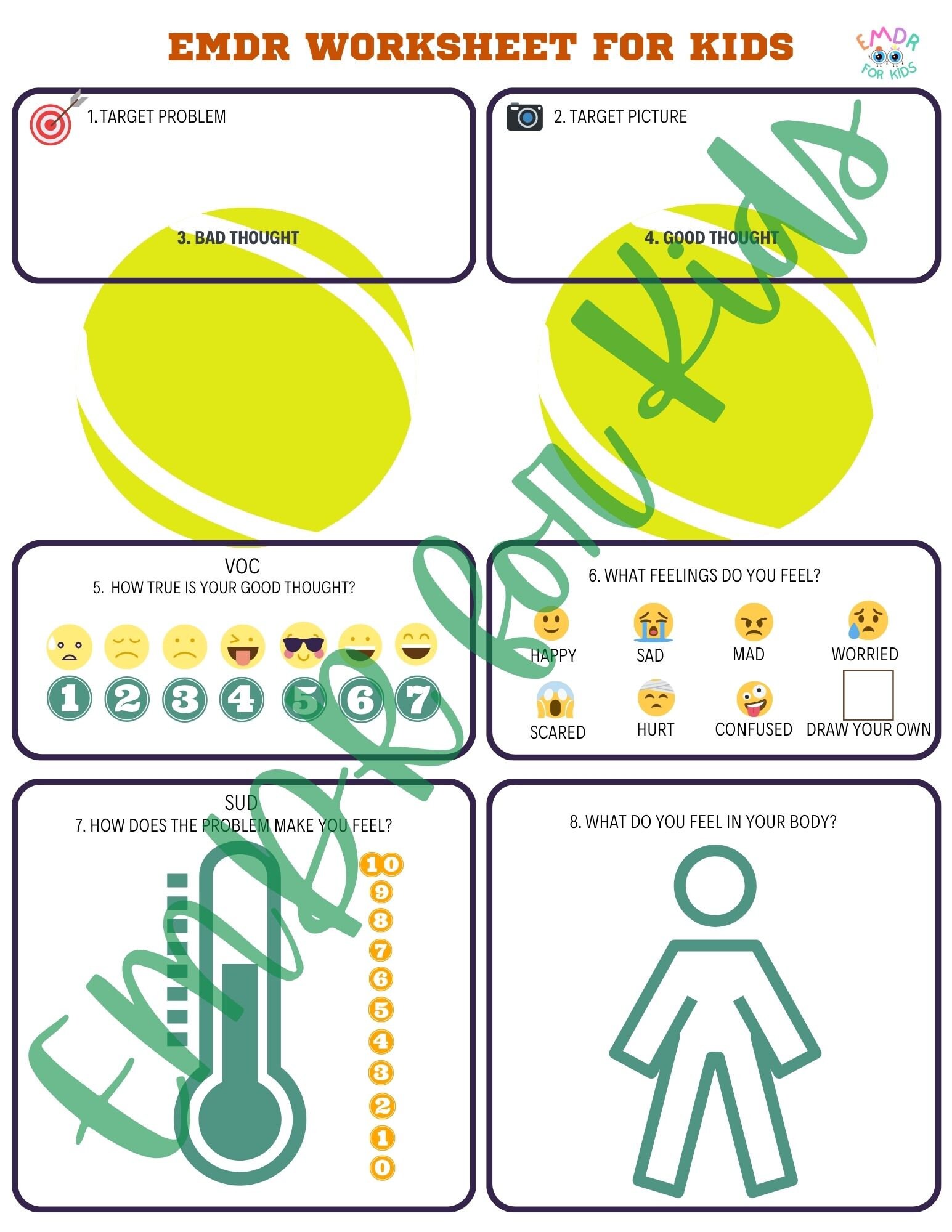 Sports Themed EMDR Worksheet Bundle for Kids - Etsy