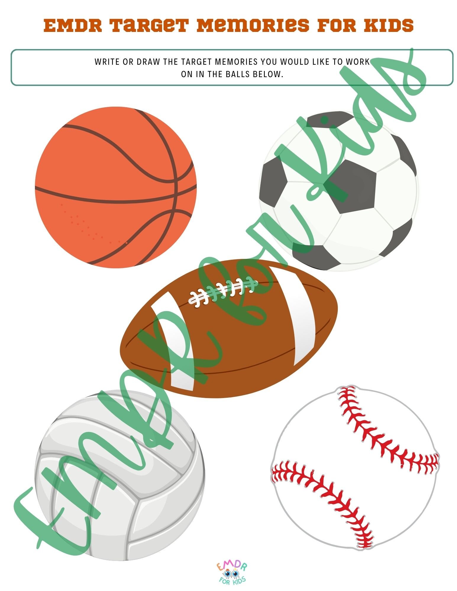 Sports Themed EMDR Worksheet Bundle for Kids - Etsy