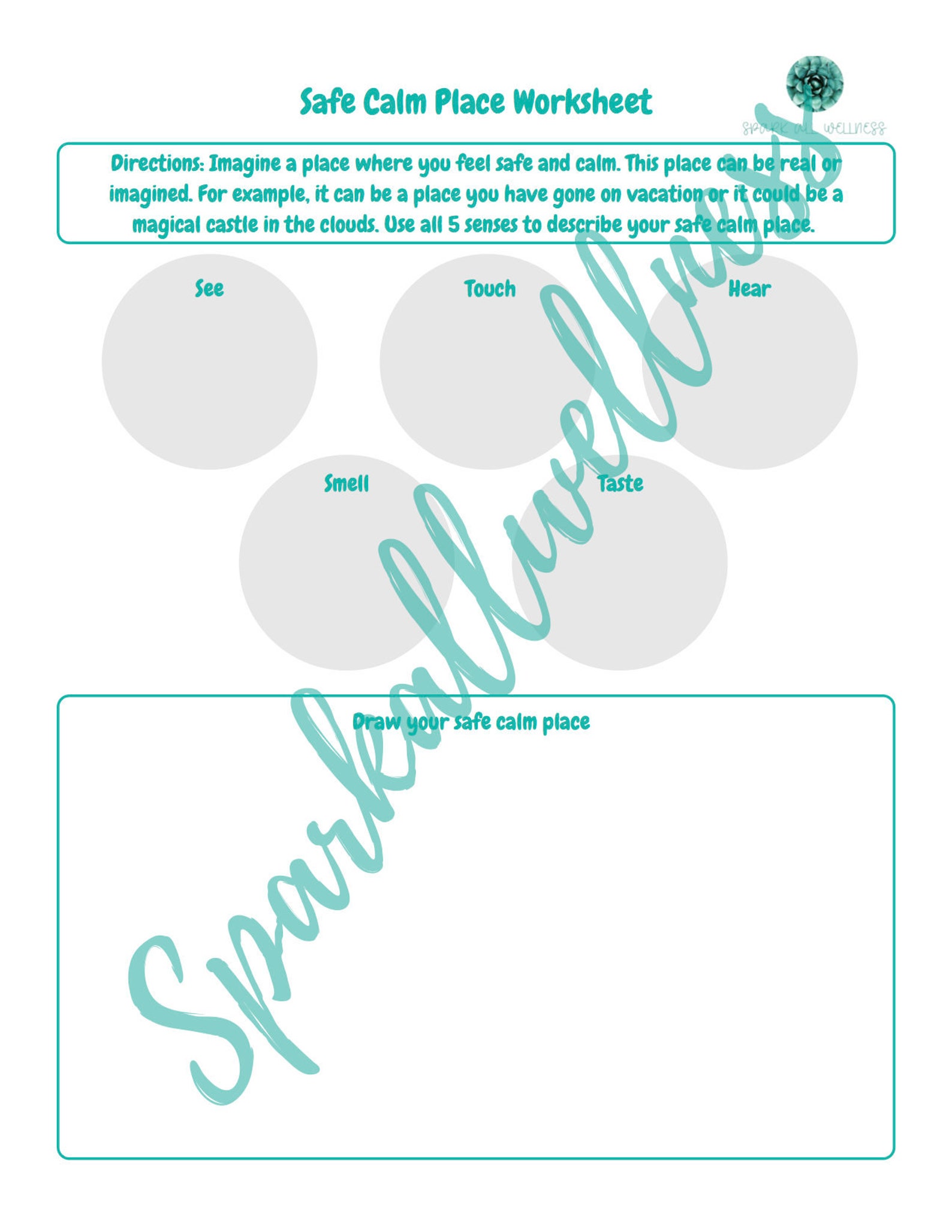 Safe Calm Place Worksheet for Kids - Etsy