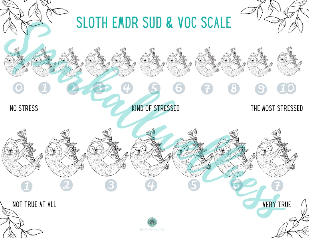 Escalas EMDR SUD e VOC para colorir preguiça - Etsy Portugal