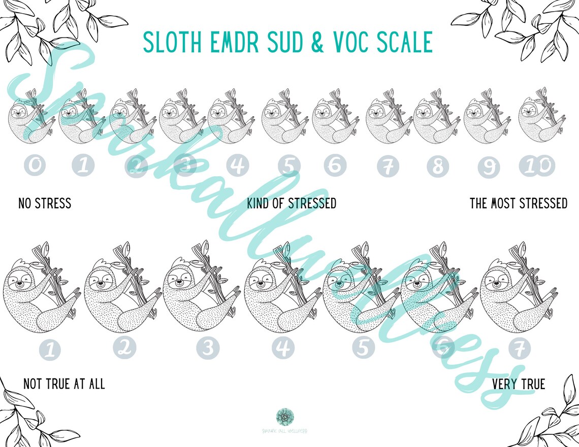 Sloth Coloring EMDR SUD & VOC Scales - Etsy UK
