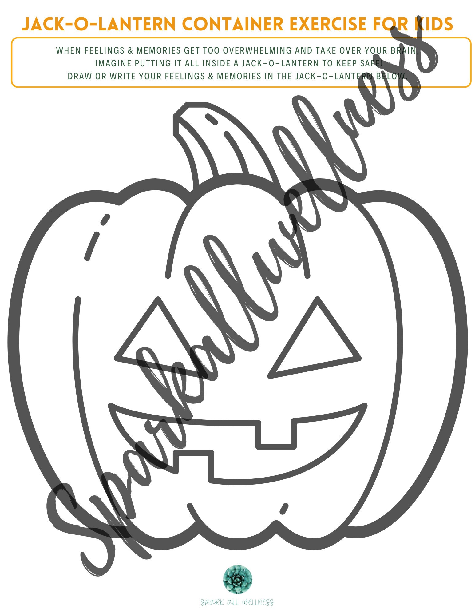Jack-o-lantern Theme EMDR Worksheet Bundle - Etsy