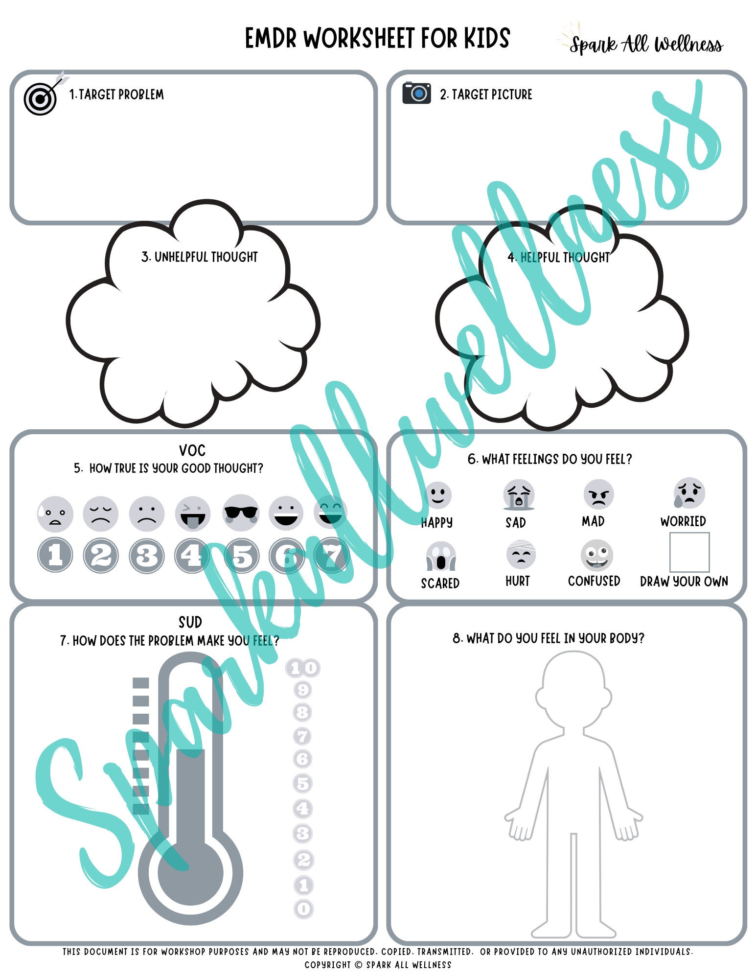 Updated EMDR Mini Workbook for Kids_black & White - Etsy