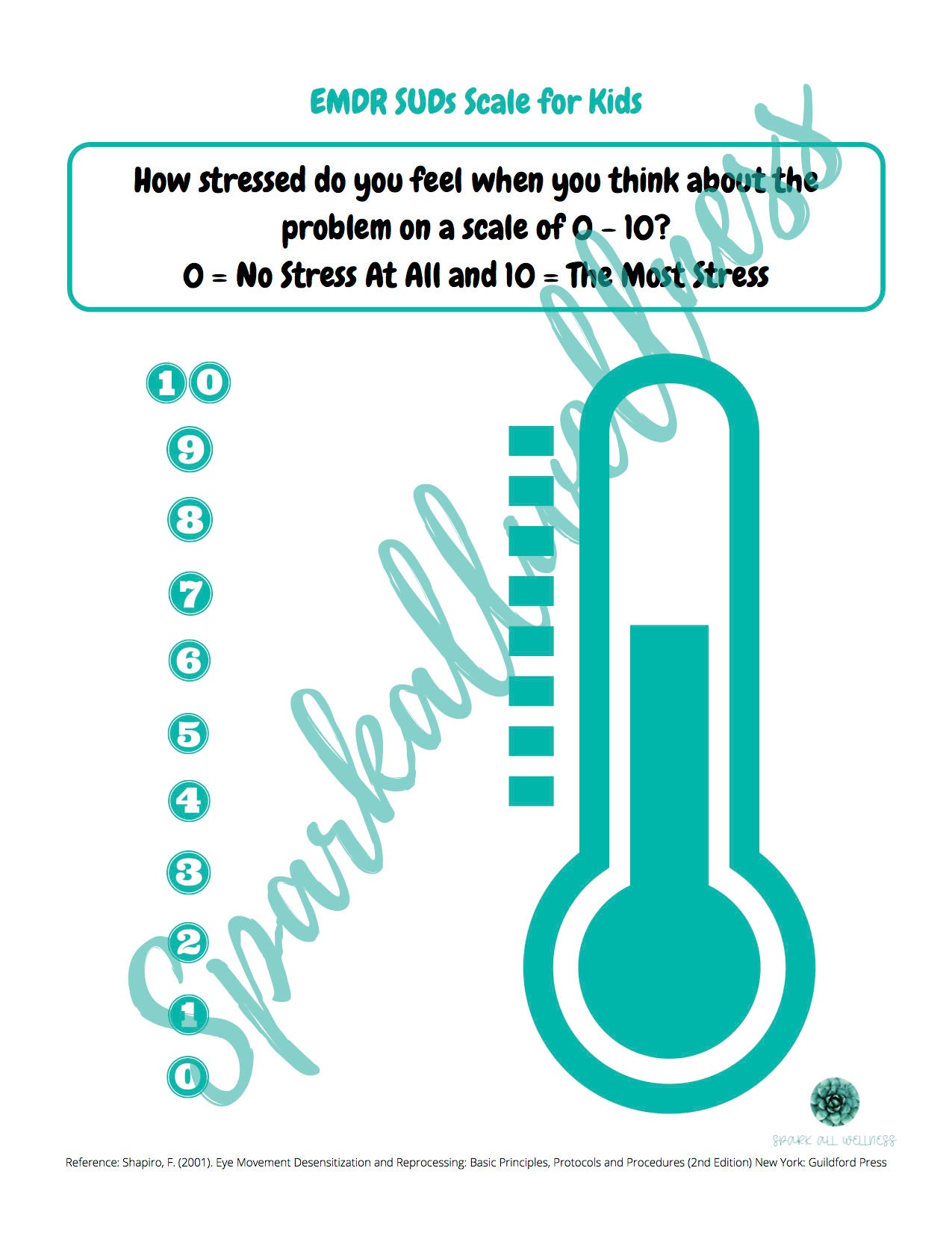 EMDR Subjective Units of Disturbance SUDs Scale for Kids | Etsy