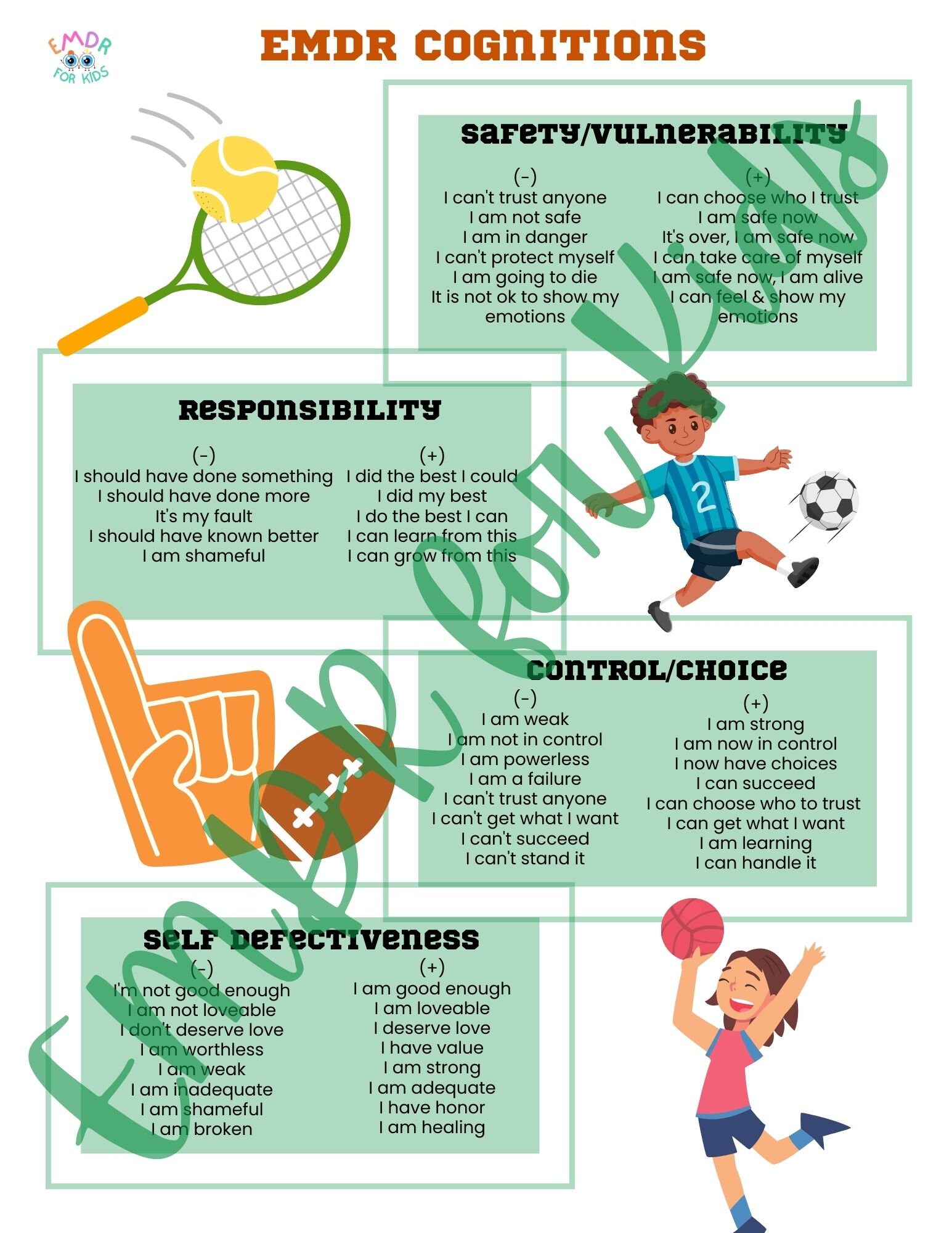 Sports Themed EMDR Worksheet Bundle for Kids - Etsy