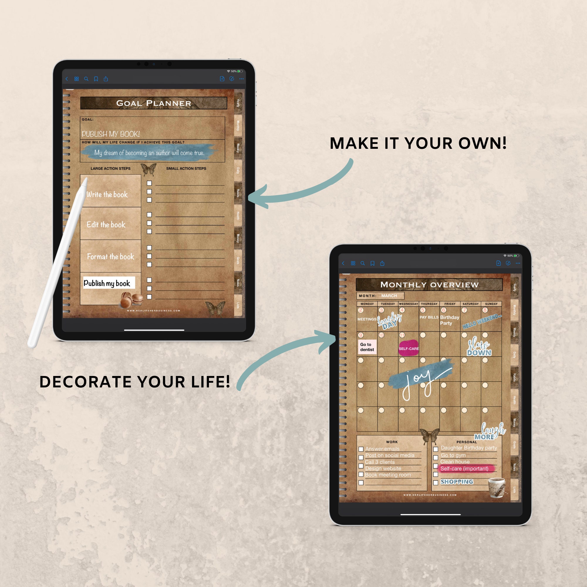 Goodnotes Noteshelf Undated Digital Planner PDF Instant - Etsy
