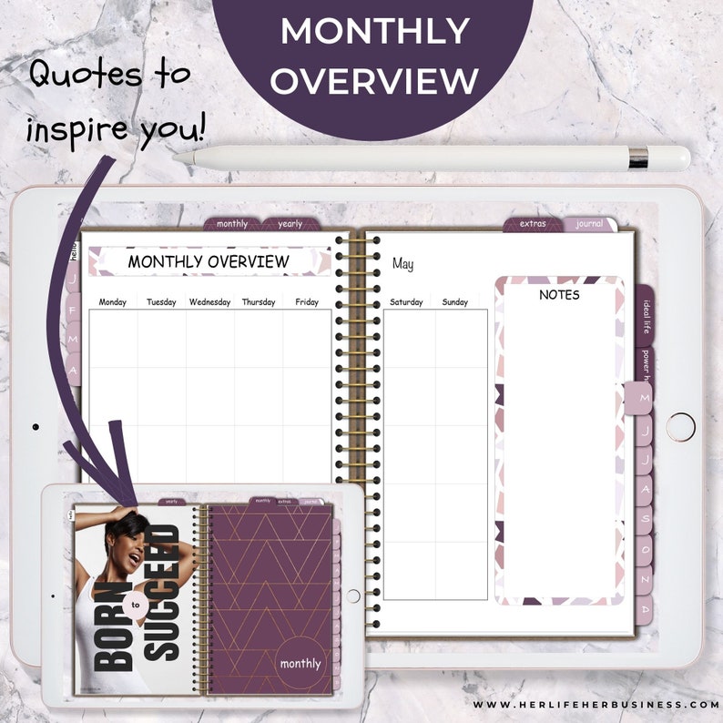 Clickable Undated Digital Planner Download, Landscape Digital Planner ...