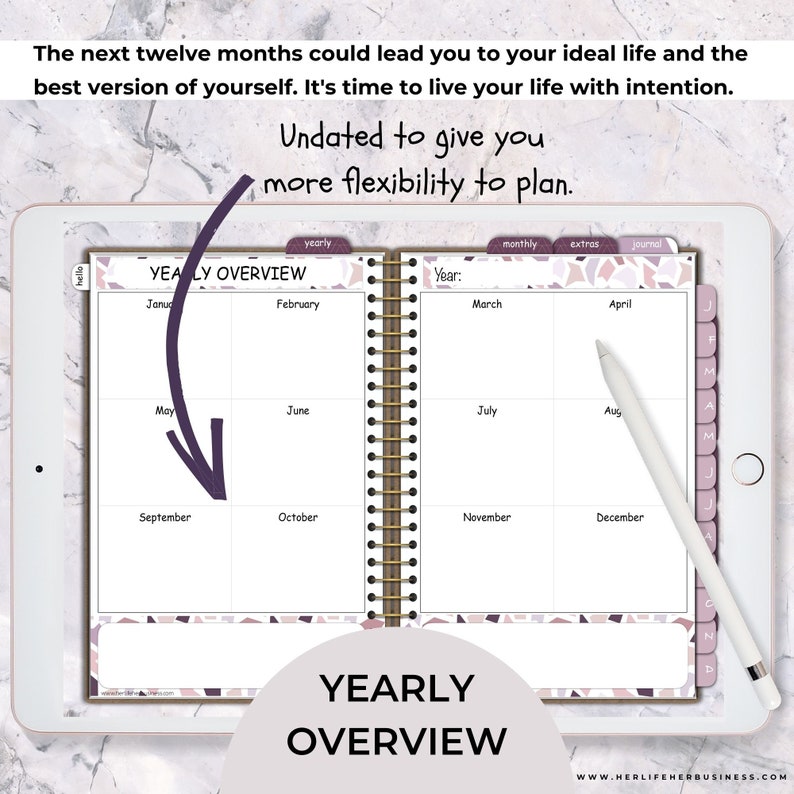 Clickable Undated Digital Planner Download, Landscape Digital Planner ...